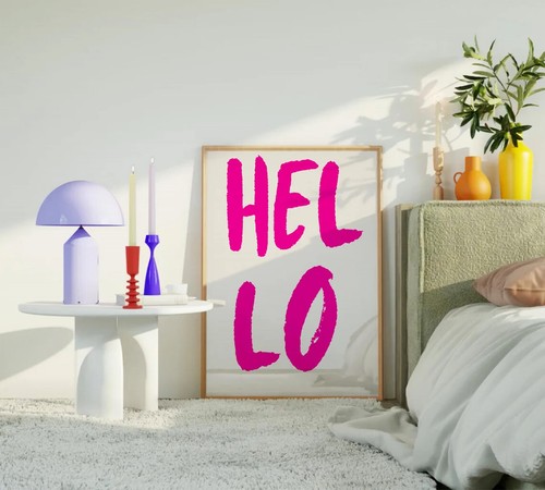 Hello Retro Groovy Wall Art poster Choose your Size | eBay Australia