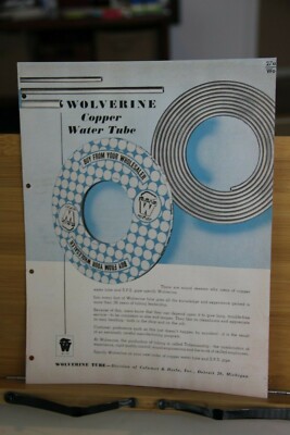 Brochure Wolverine Copper water Tube Calumet & Hecla Inc Detroit MI ...