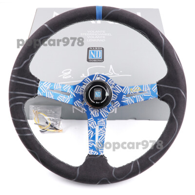 350mm NARDI ULTRA Blue Spoke Deep Dish Suede Racing Car Sport Steering ...