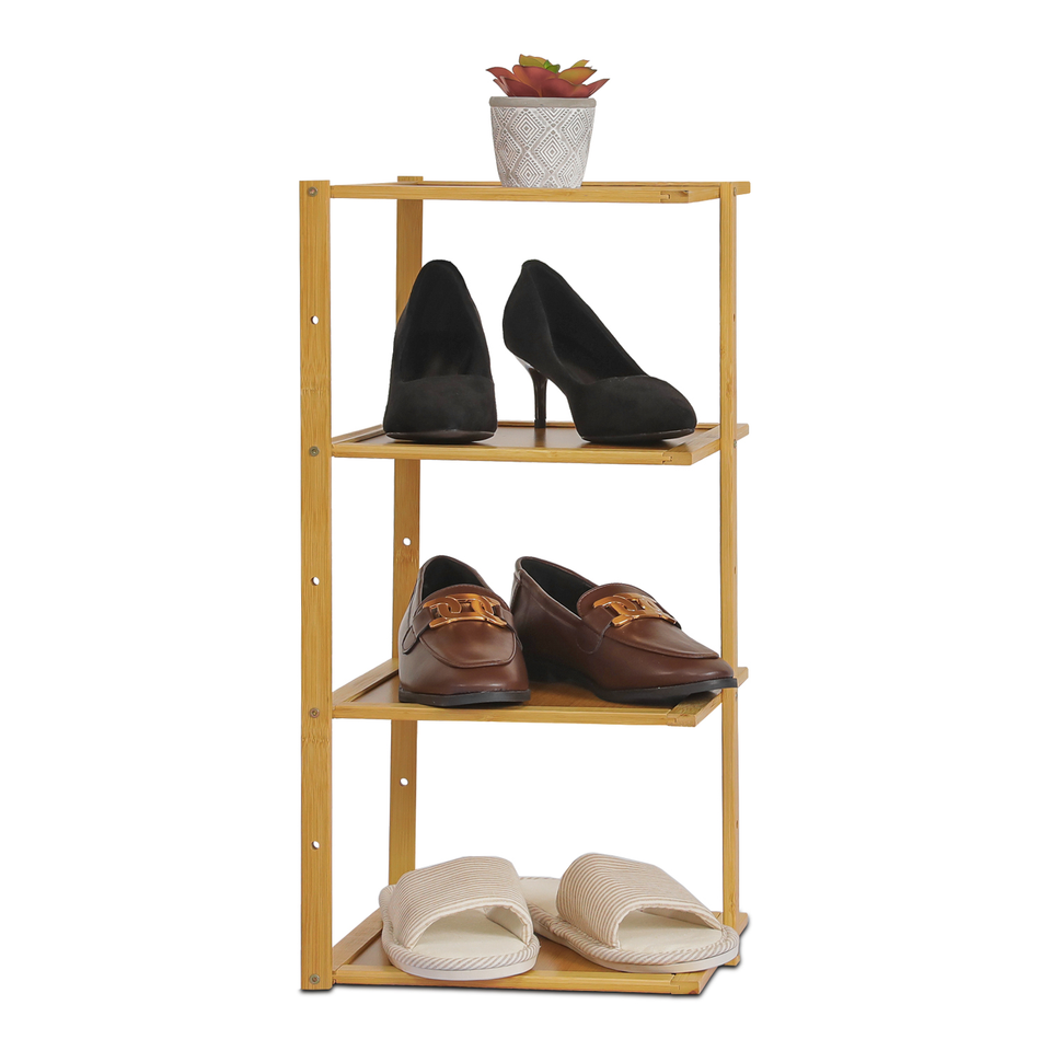 11"Bamboo Entryway[FREESTANDING SHOE RACK]High Heel Storage Stand ...