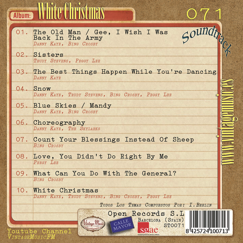 WHITE CHRISTMAS Soundtrack CD #71/100 O.S.T 1954 Bing Crosby Danny Kaye ...