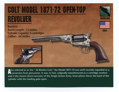 Colt Model 1871-72 Open Top Revolver Atlas Classic Firearms Card | eBay