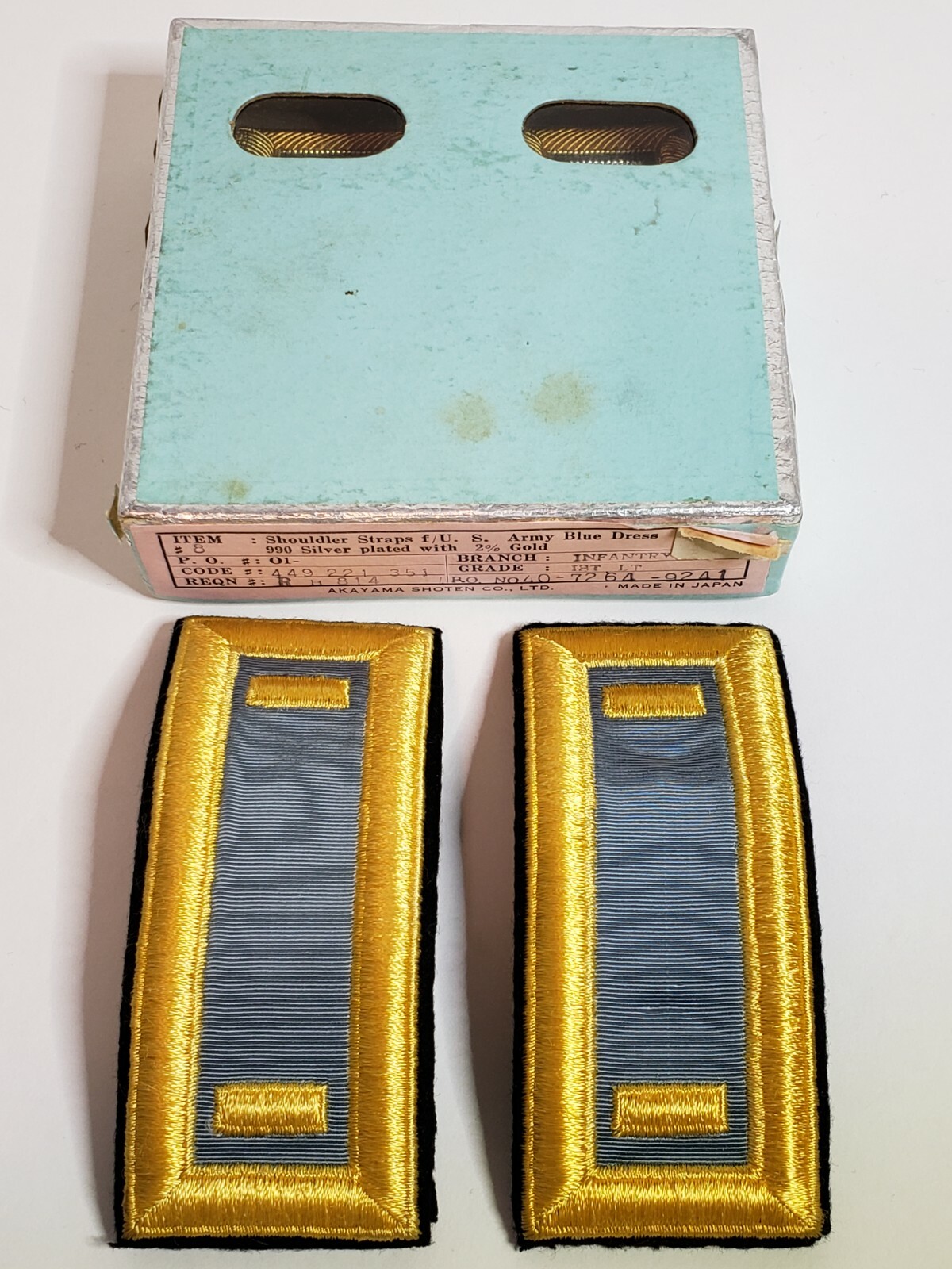 Vintage U.S. Army Infantry 1Lt. 2Lt. Shoulder Straps Dress Blue Uniform ...