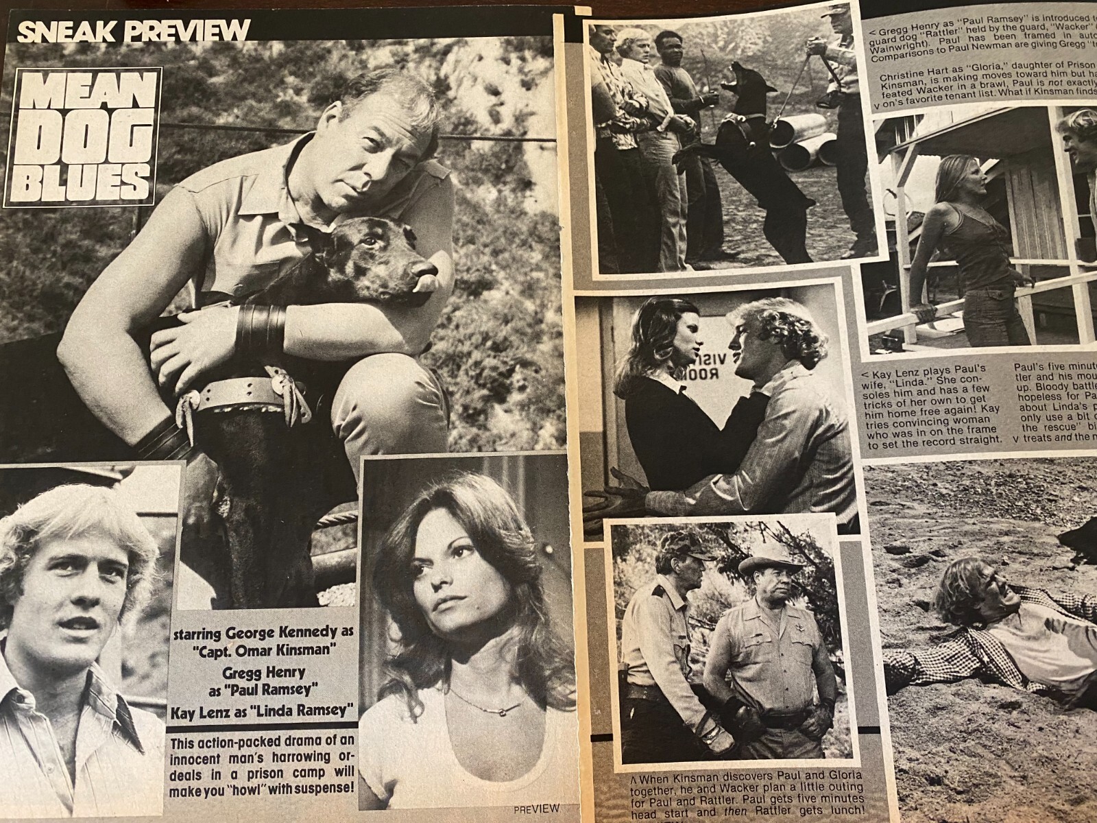 Mean Dog Blues, George Kennedy, Kay Lenz, Two Page Vintage Clipping | eBay