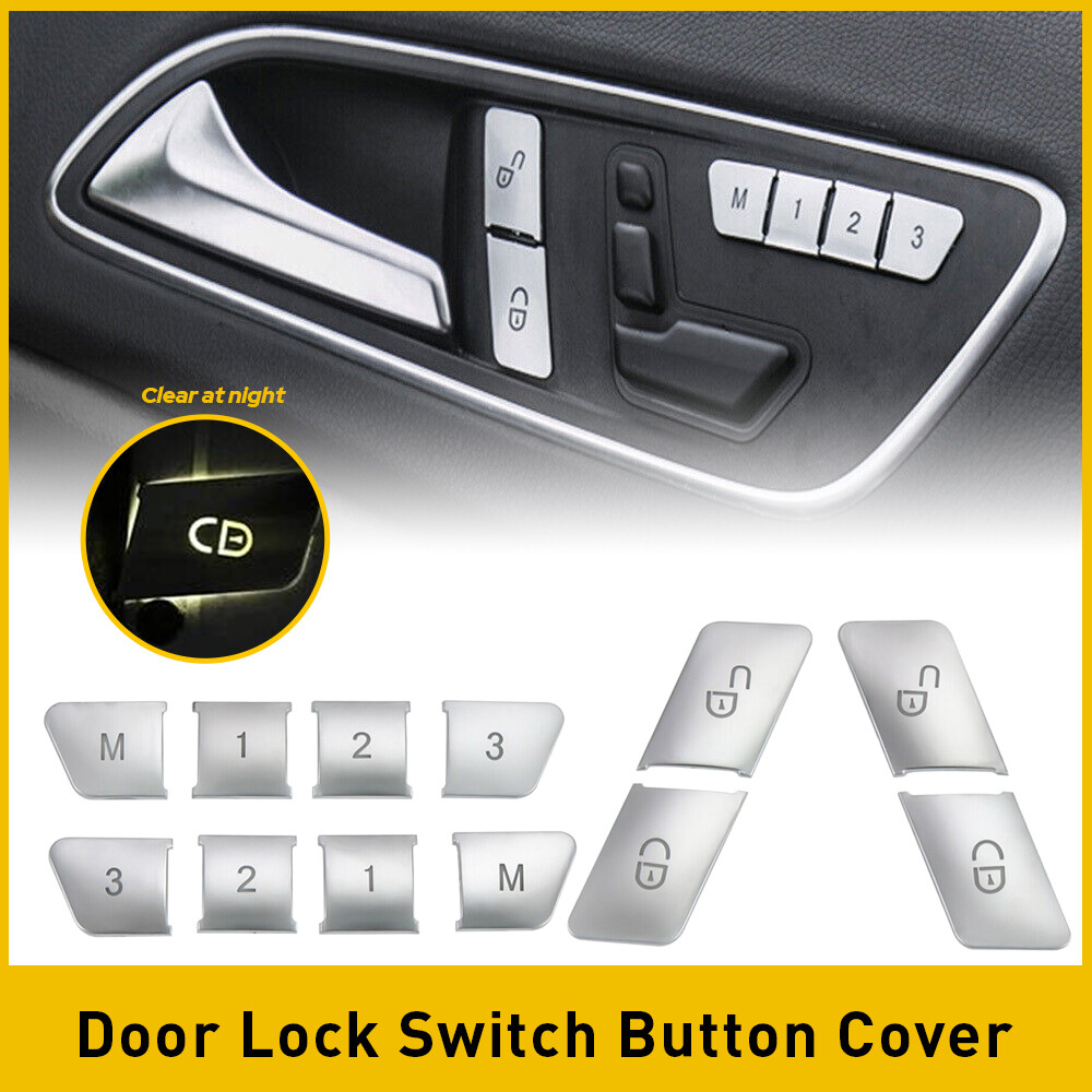 12pcs Chrome Door Lock Switch Button Cover Trims For Mercedes Benz W204 ...