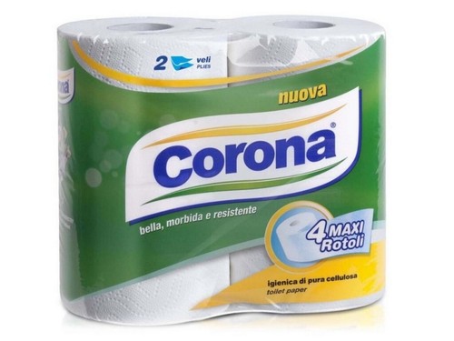 CARTA IGIENICA CORONA 4 ROTOLI MAXI BELLA MORBIDA E RESISTENTE MADE IN ...