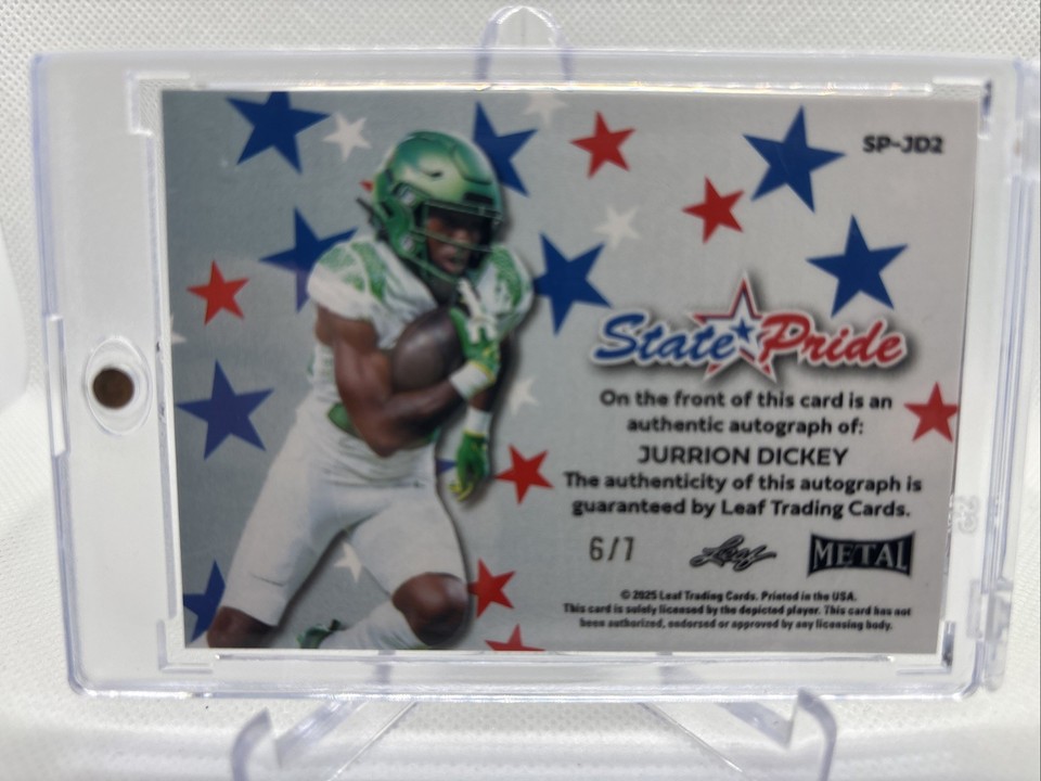 2024 Leaf Metal State Pride Jurrion Dickey 6/7 Auto Autograph RC | eBay