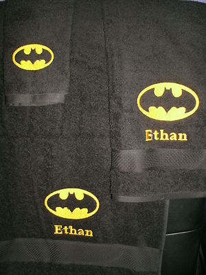 Batman Personalized 3 Piece Bath Towel Set Super Hero Batman Logo ANY ...