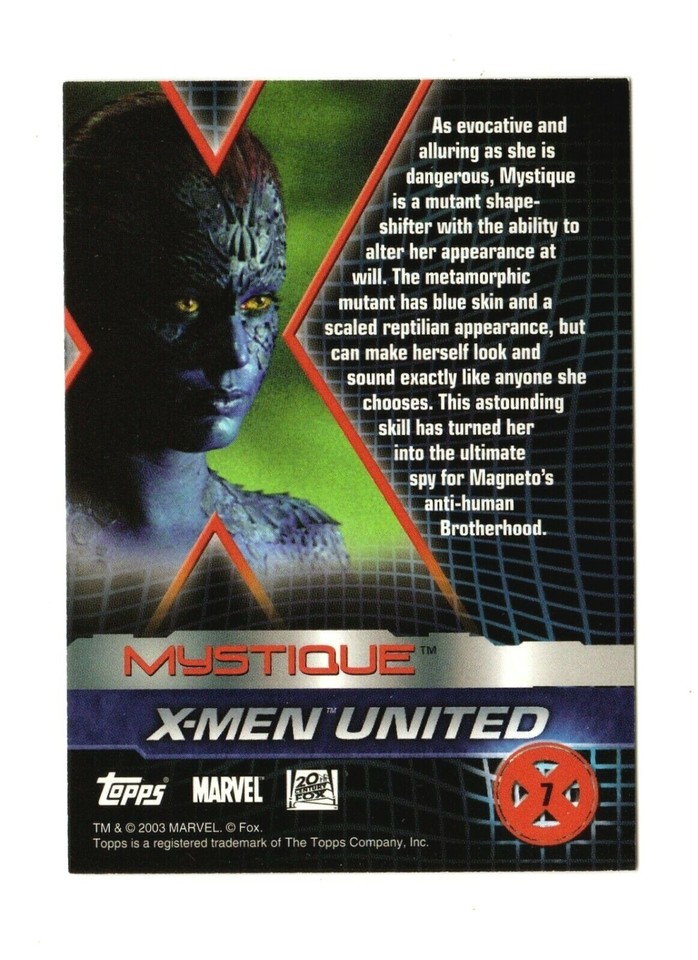 2003 Topps X2 X-Men United Trading Card #7 - Mystique | eBay