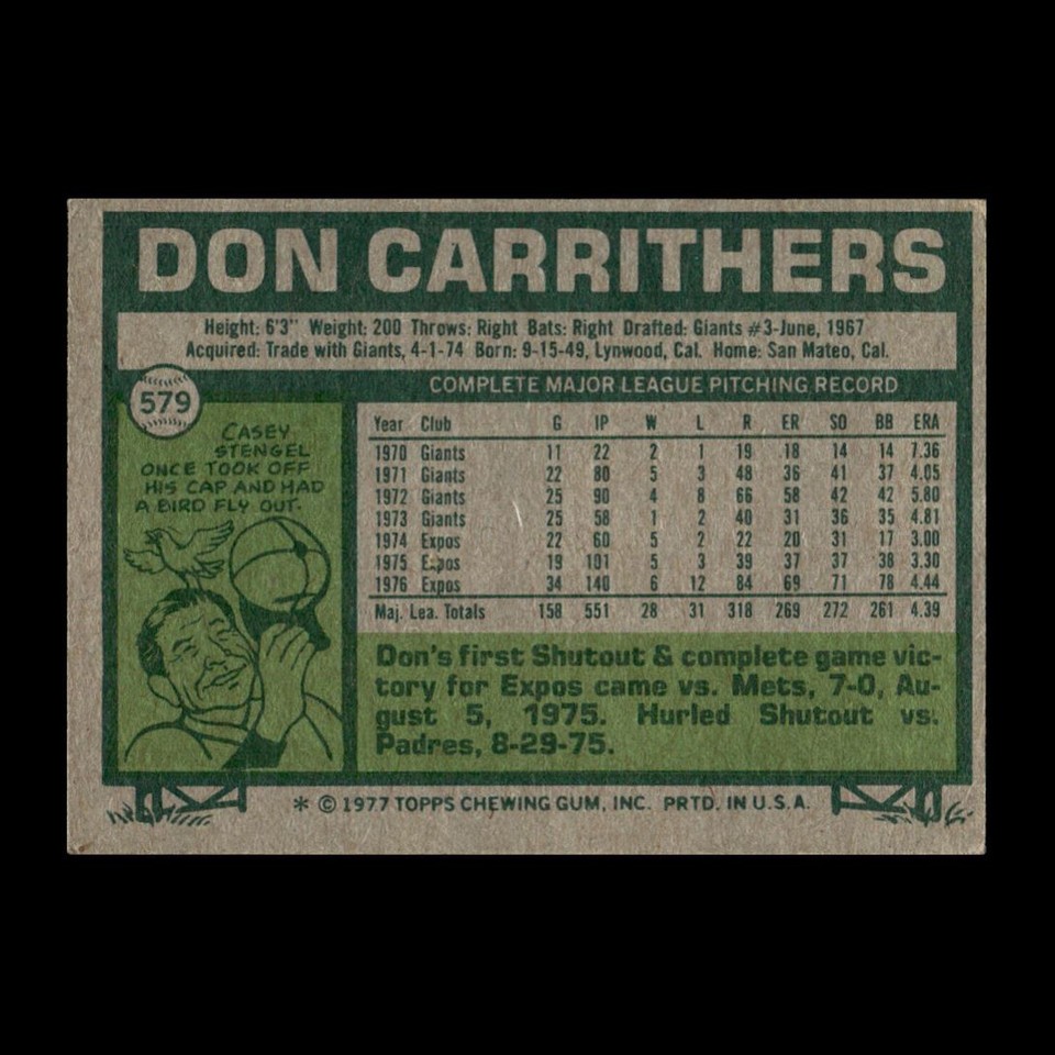 Don Carrithers 1977 Topps Montreal Expos #579 Nice! | eBay
