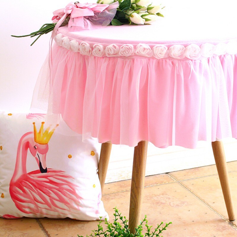1X Lace Mesh Round Tablecloth Fairy Ruffled 3D Flower Table Cover ...