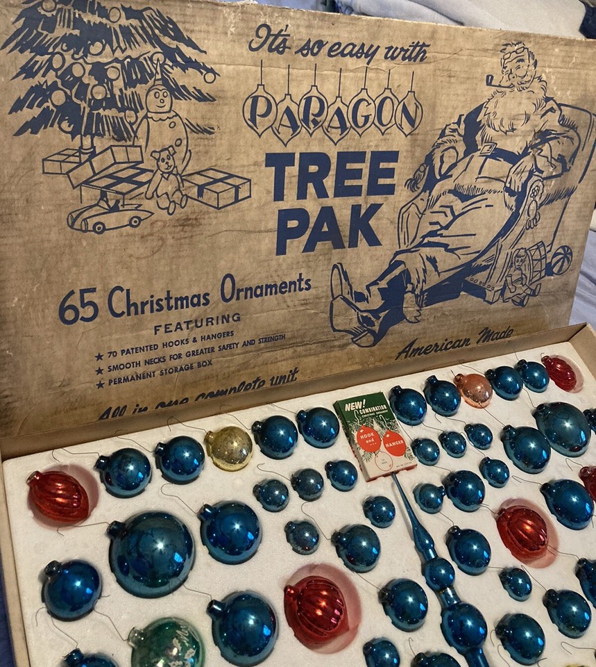 Vtg Paragon Tree Pak Christmas Tree Ornament Set Original Box RARE | eBay