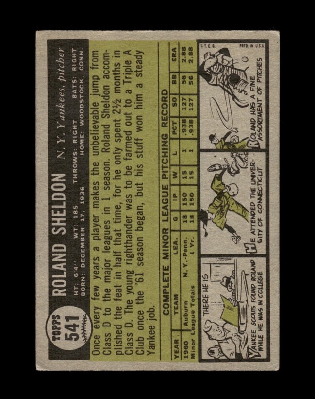 1961 Topps Set-Break #541 Rollie Sheldon VG-VGEX (crease) *GMCARDS* | eBay