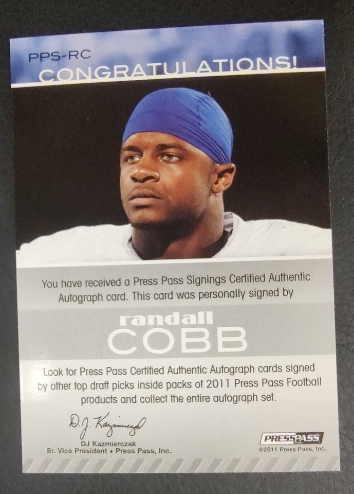2011 PRESS PASS RANDALL COBB ROOKIE AUTO PPS-RC | eBay
