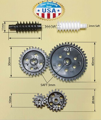 Set of Plastic Gears - 2x Worm gears and 4 x Round gears Module 1- New ...