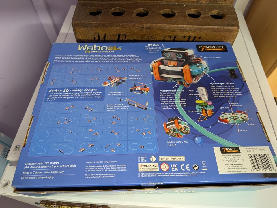Wabo The Robot Gyro Monorail Science Kit - Battery Powered DIY STEM Toy ...