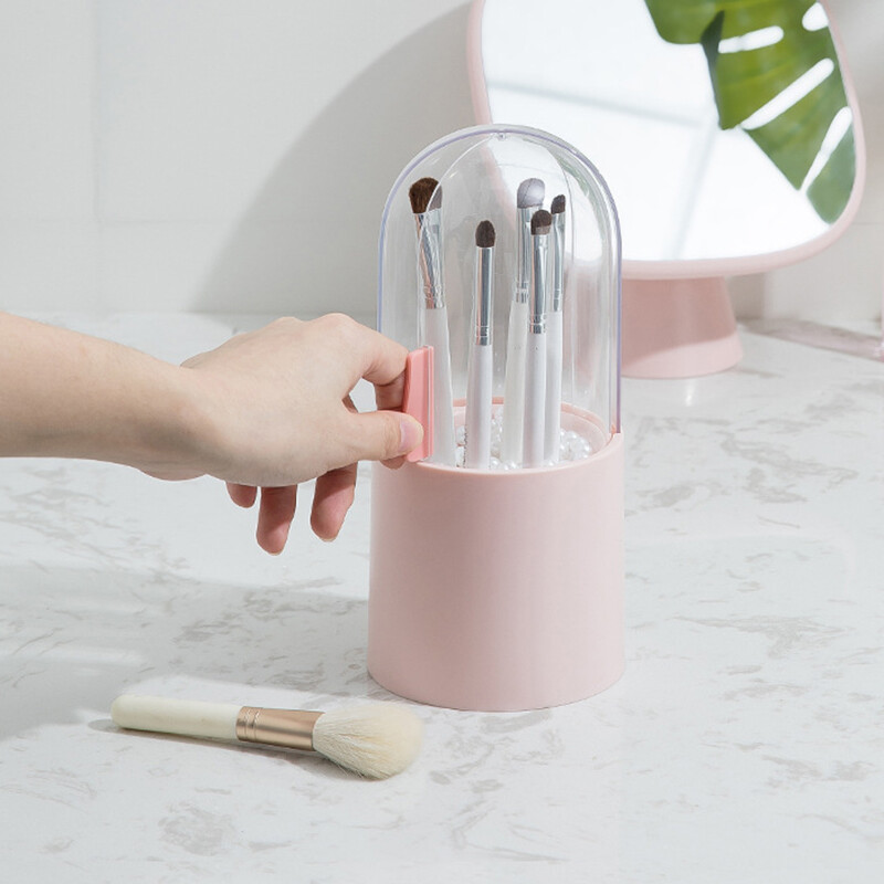 Plastic Clear Desktop Makeup Brush Storage Box Organizer Bucket with ...