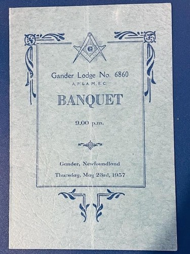 1957 Newfoundland Gander Banquet 4 Page Pamphlet Masonic Lodge | eBay