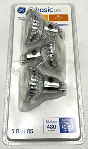 3 Bulb Pack - GE Basic LED 50w Indoor Floodlight GU10 120v Dimmable NEW ...