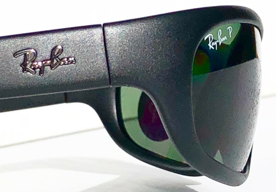 NEW* Ray Ban Sport wrap Matte Black w POLARIZED Green Lens Sunglass ...