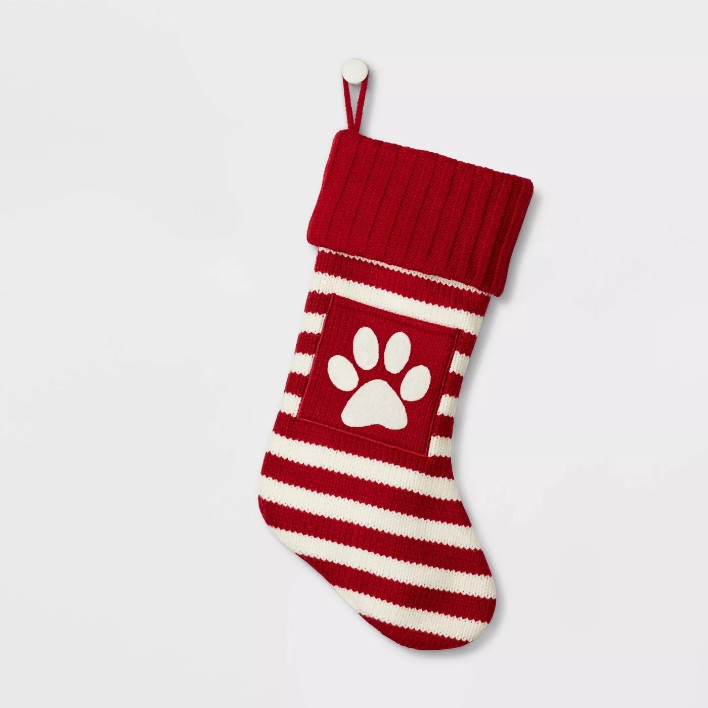 Pet Paw Print Knit Monogram Stocking Stripe Wondershop Red/White Xmas ...