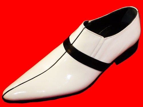 Original Chelsy - Italian Designer Party Slippers White/Black Calfskin ...