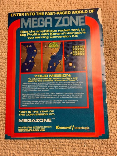 11- 8.5'' Mega Zone Konami Snk arcade video game AD FLYER | eBay