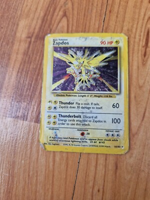 RARE HOLO ZAPDOS 16/102 ORIGINAL BASE SET POKEMON CARD WOTC PLAYED | eBay