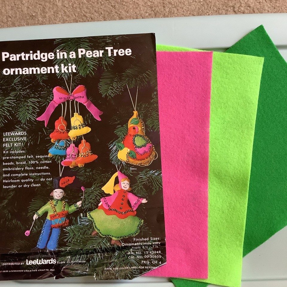 LeeWards Partridge Pear Jewel Sequin Felt kit 15-43248 Ornaments Kit ...