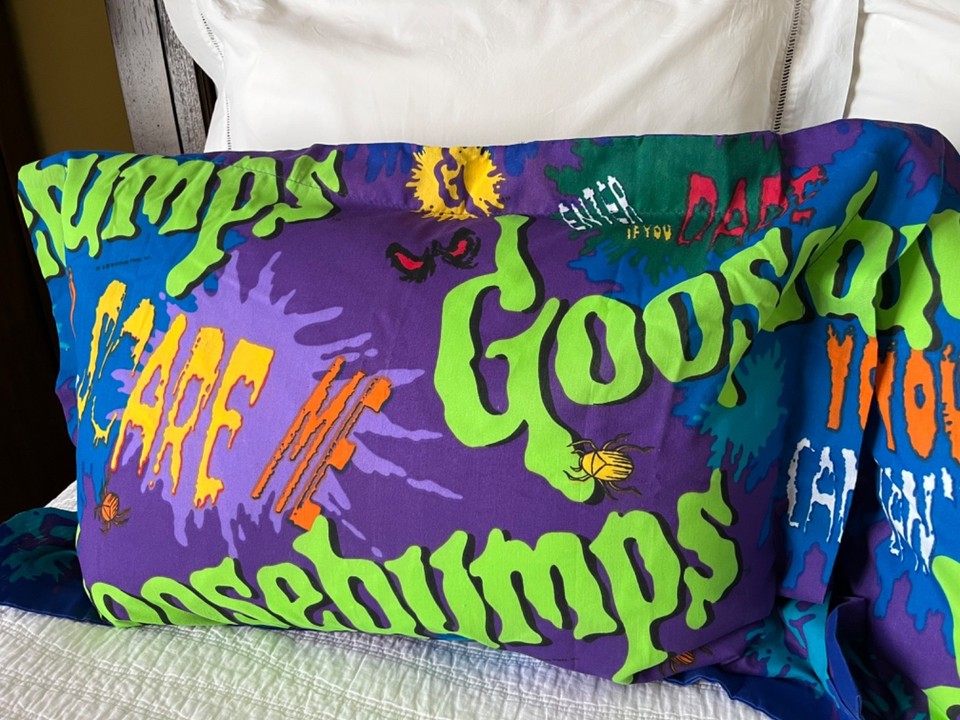 SET OF TWO 2 Vintage Goosebumps Purple Scare Me Pillow sham Pillowcase ...