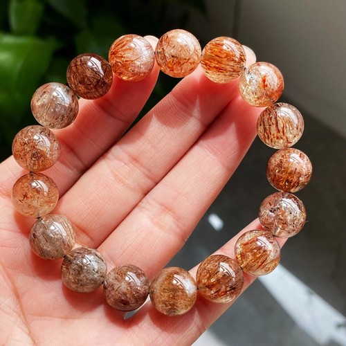 11.8mm Natural Red Gold Rutilated Super 7 Quartz Crystal Beads Bracelet ...