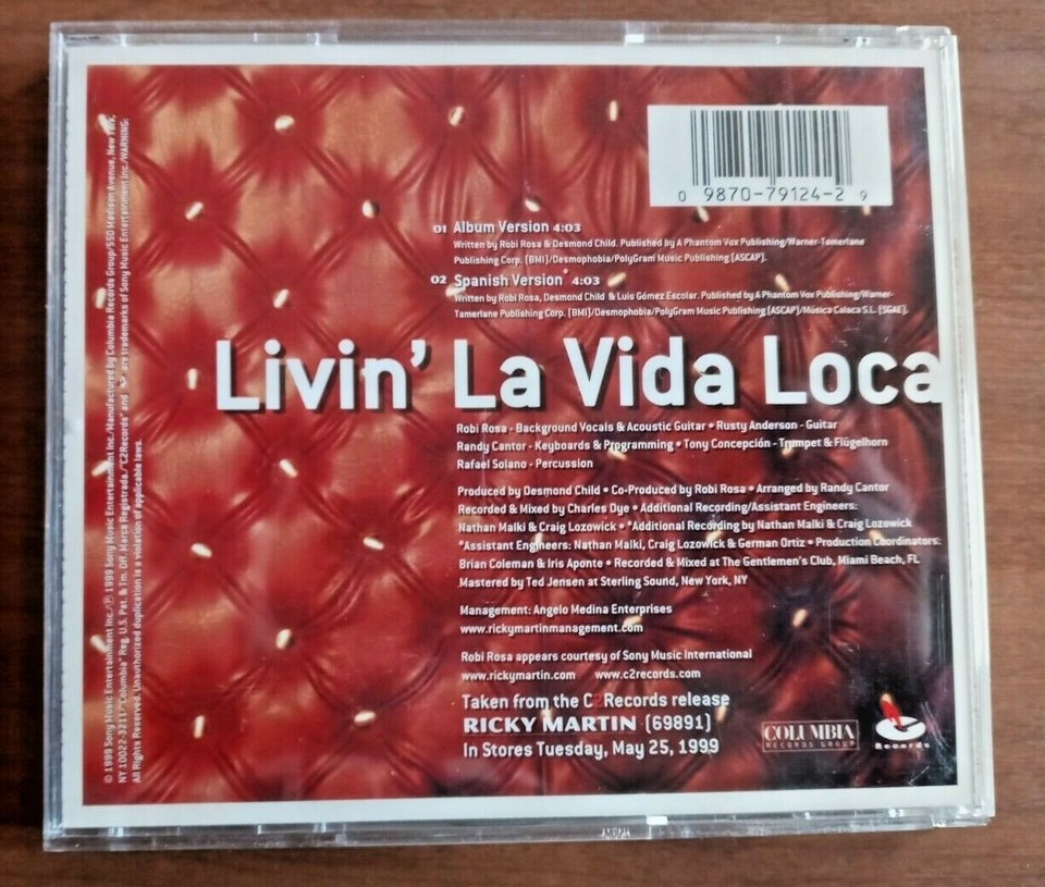 Livin' La Vida Loca Ricky Martin CD- Full Album & Single Version (2 ...