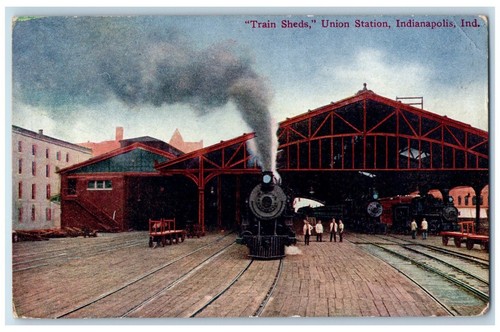 1910 Train Sheds Union Station Locomotive Train Indianapolis Indiana IN ...