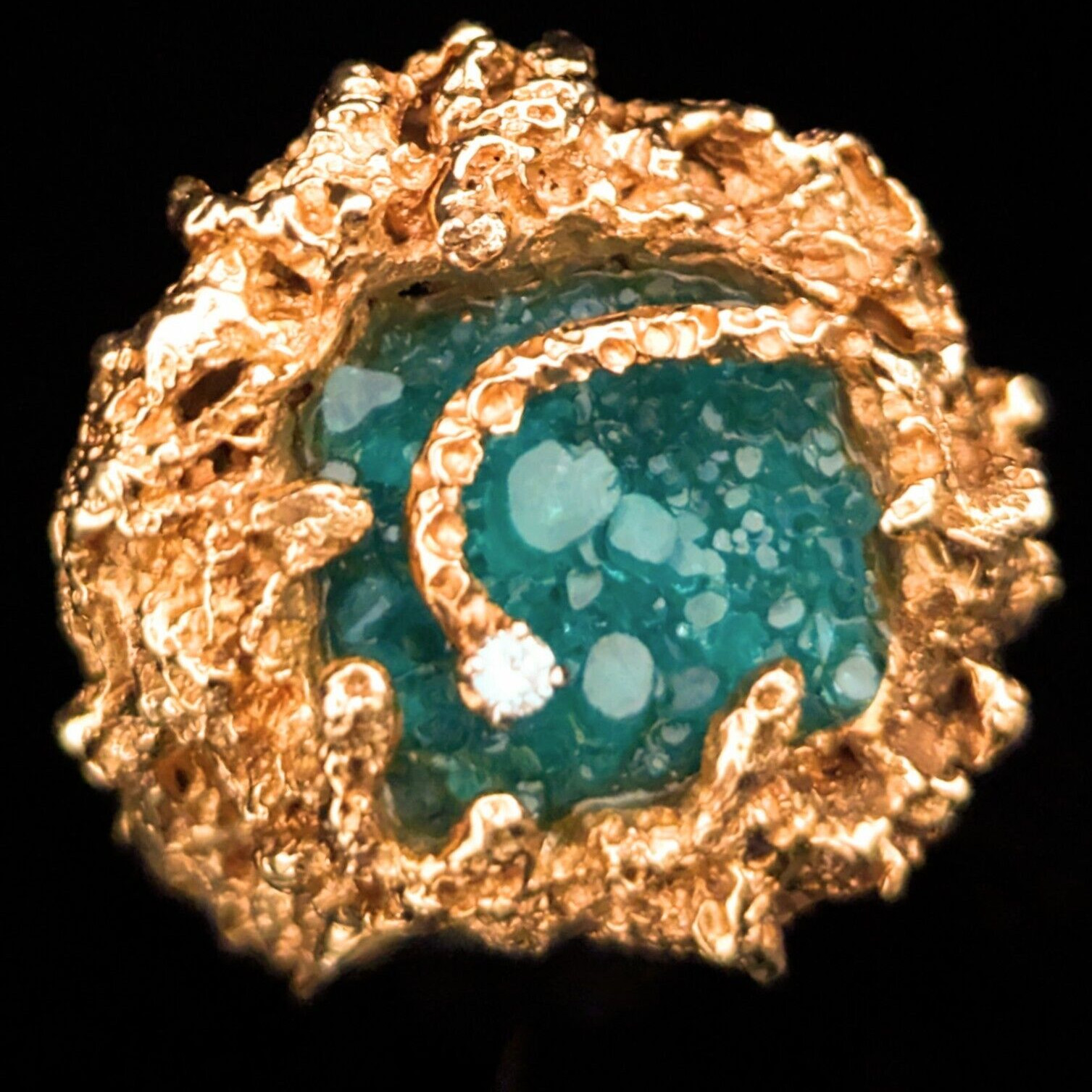 CARL K GUMPERT 1970 Brutalist Cocktail Ring Diamond C… - Gem