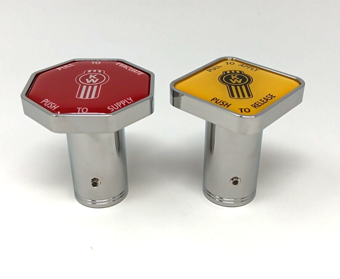 Kenworth emblem air brake knobs chrome metal screw on truck semi truck ...