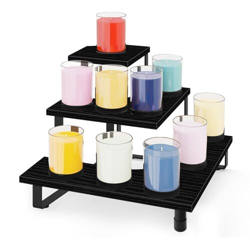 3 Tier Wooden Retail Display Shelves, Portable Display Rack for Black ...