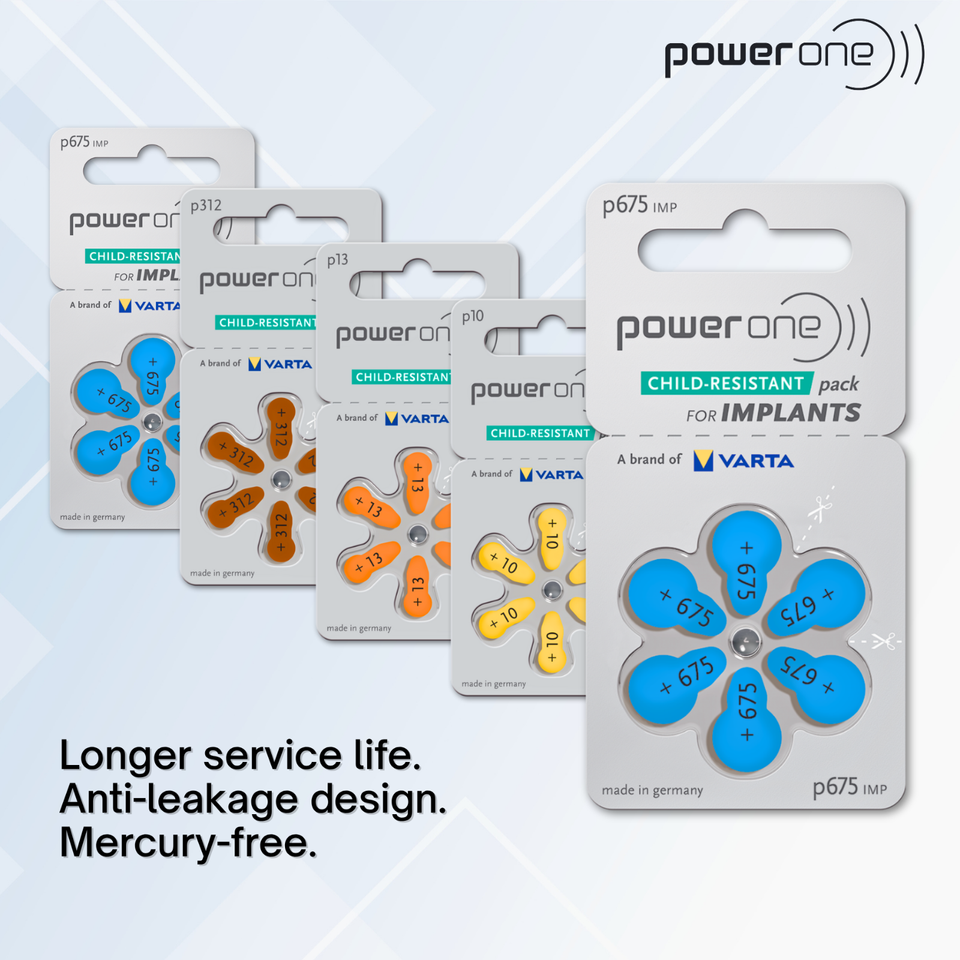 Power One Size 675P Cochlear Implant MF Hearing Aid Batteries (180 Pack ...