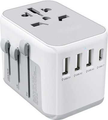 Universal Reisestecker 1AC Steckdose Weltweit mit 4 USB für EU US UK ...