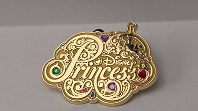 2013 Disney Pin 96890 PRINCESS Gold Logo Pin Gems Castle Swirls Hearts ...