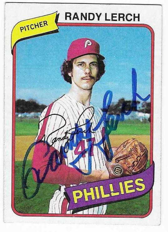 RANDY LERCH 1980 TOPPS AUTOGRAPHED SIGNED # 344 PHILADELPHIA PHILLIES ...