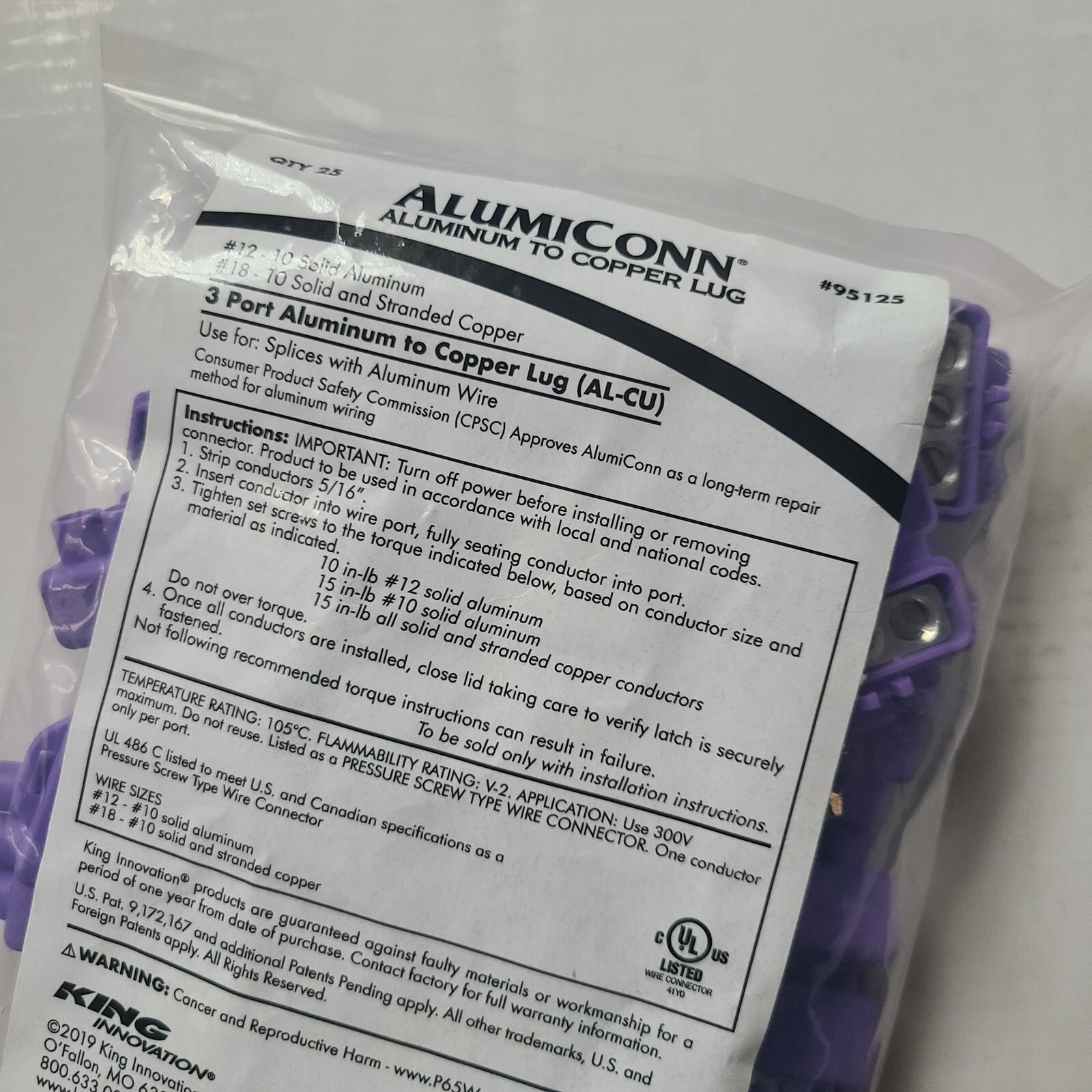 King Innovation 95125 AlumiConn 3-port Al-Cu Wire Connectors - Pack of ...