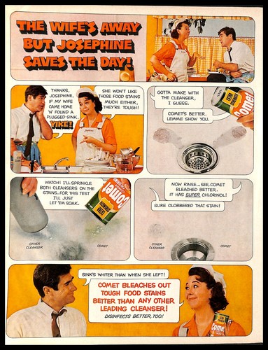 1968 Comet Cleanser Vintage PRINT AD Josephine Lady Plumber Household ...