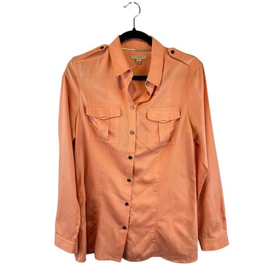 BURBERRY Button Closures Long Sleeve Women's Tops Peach Blouse Size M ...