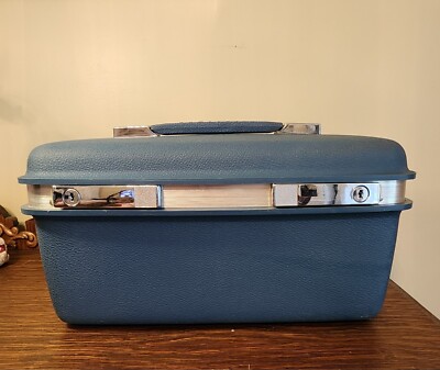 Vintage Samsonite Saturn Blue Train Carryon Case Suitcase Luggage no ...