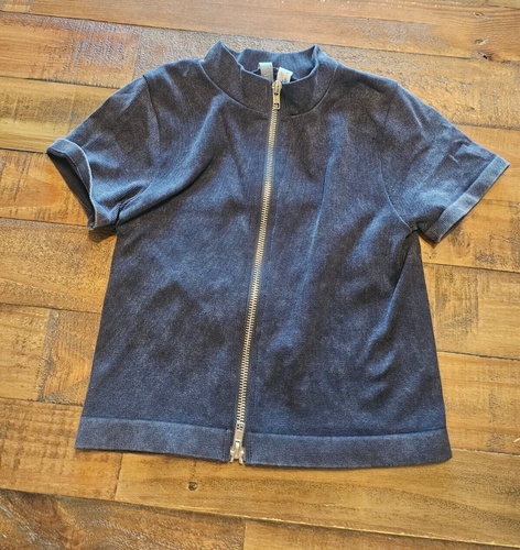 ANWND Top (Medium/Large) BLACK Short Sleeve FULL ZIP Crop Top HIGH ...