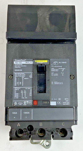 SQUARE D HDA36100 POWERPACT CIRCUIT BREAKER 3POLE 100A CAT.A HD 150 ...