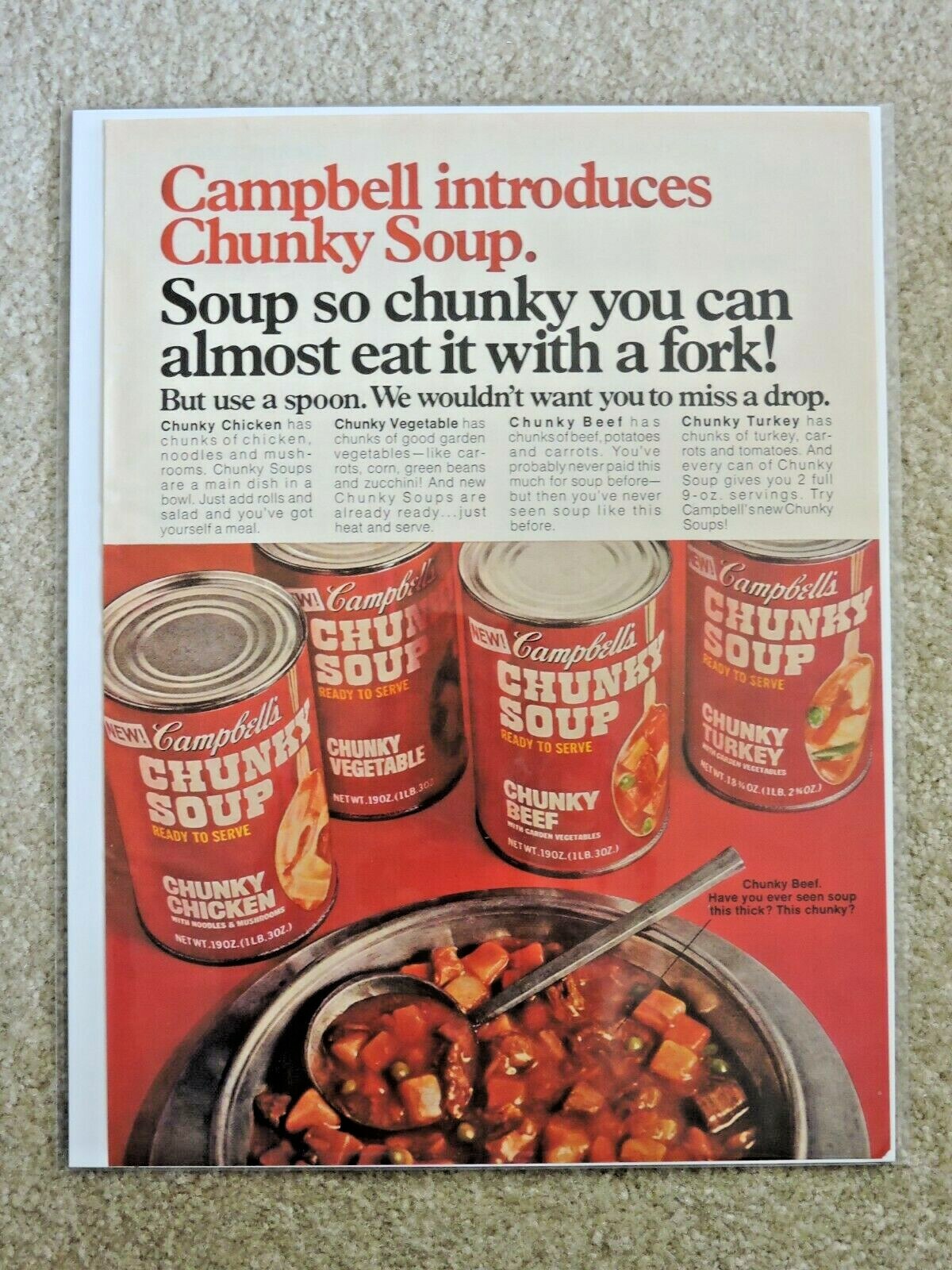 1970 "Campbell's Introduces Chunky Soup" Advertisement Vintage Print Ad ...
