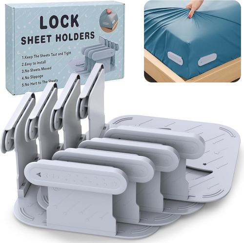Upgrade Bed Sheet Holders for Corners, Lock Sheet Holders, 4Pcs Fitted ...
