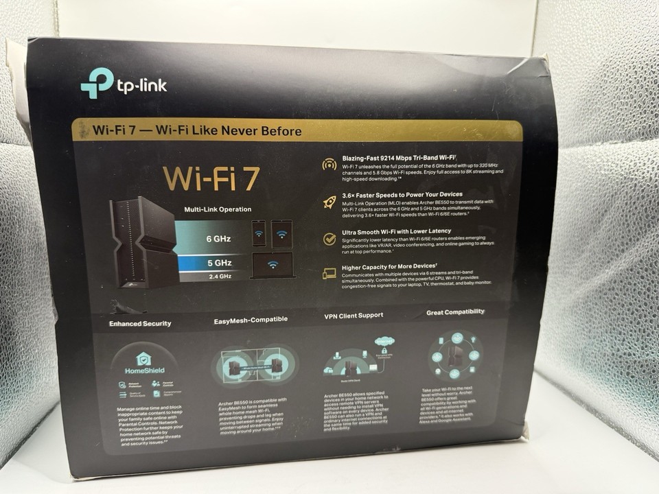 TP-Link BE9300 Tri-Band WiFi7 Router Archer BE550 6-Stream 9.2Gbps ...