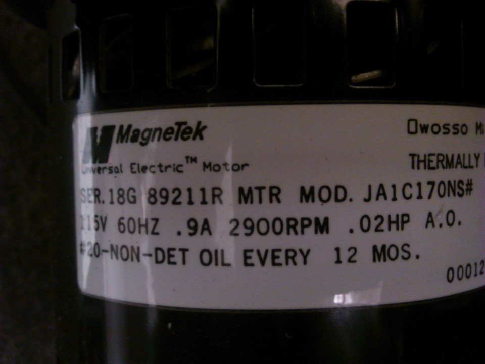 Magnetek Blower Motor Assembly Model JA1C170NS | eBay